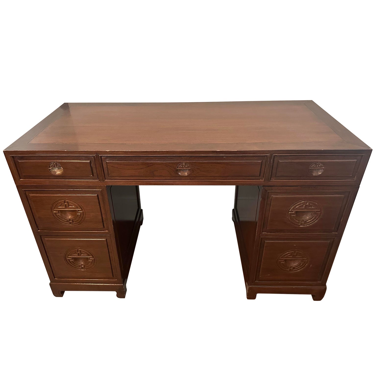 1950s Ming Rosewood Chinese Wooden Partner Desk Chinoiserie | Chairish