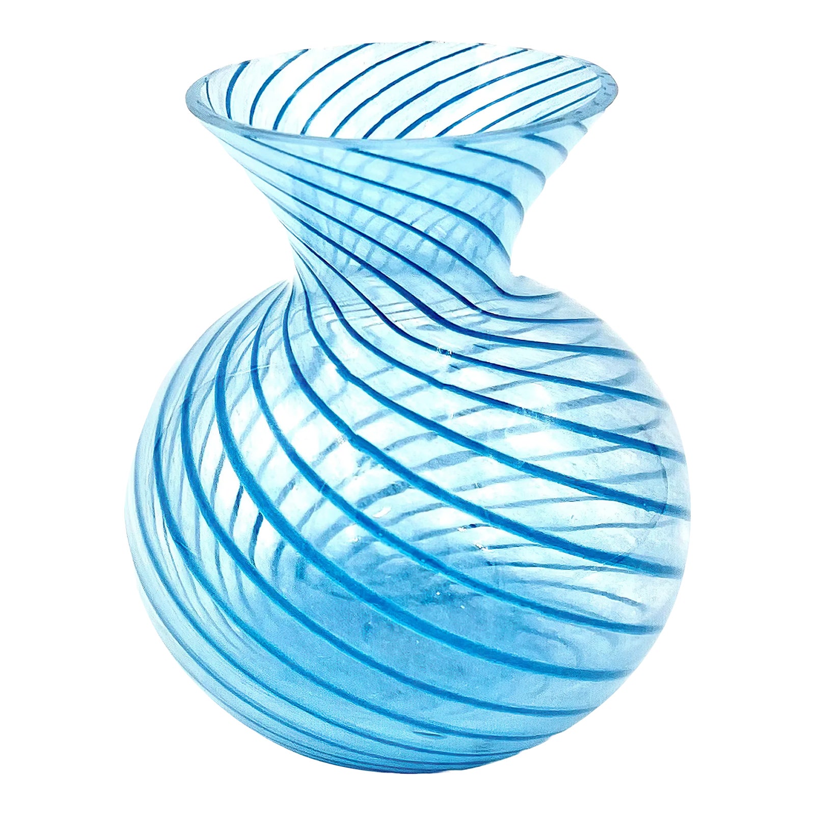 Torcello Bud Vase, Aqua Stripes | Chairish
