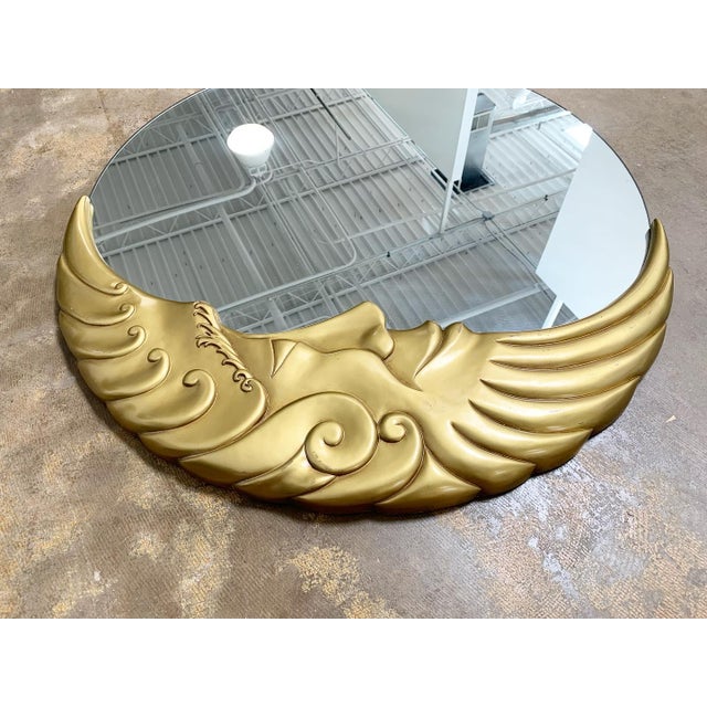 Vintage 1980s Half Moon Celestial Face Wall Mirror | Chairish