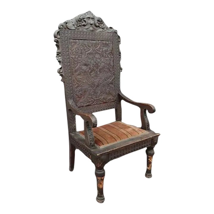 19th Century Outlaw Cowboy Throne in Hand-Tooled Buffalo Hide, Circa ...