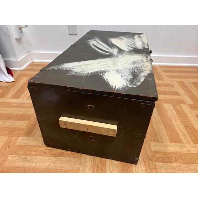 Mid 20th Century Vintage Wood Military Foot Locker Trunk With Pullout ...