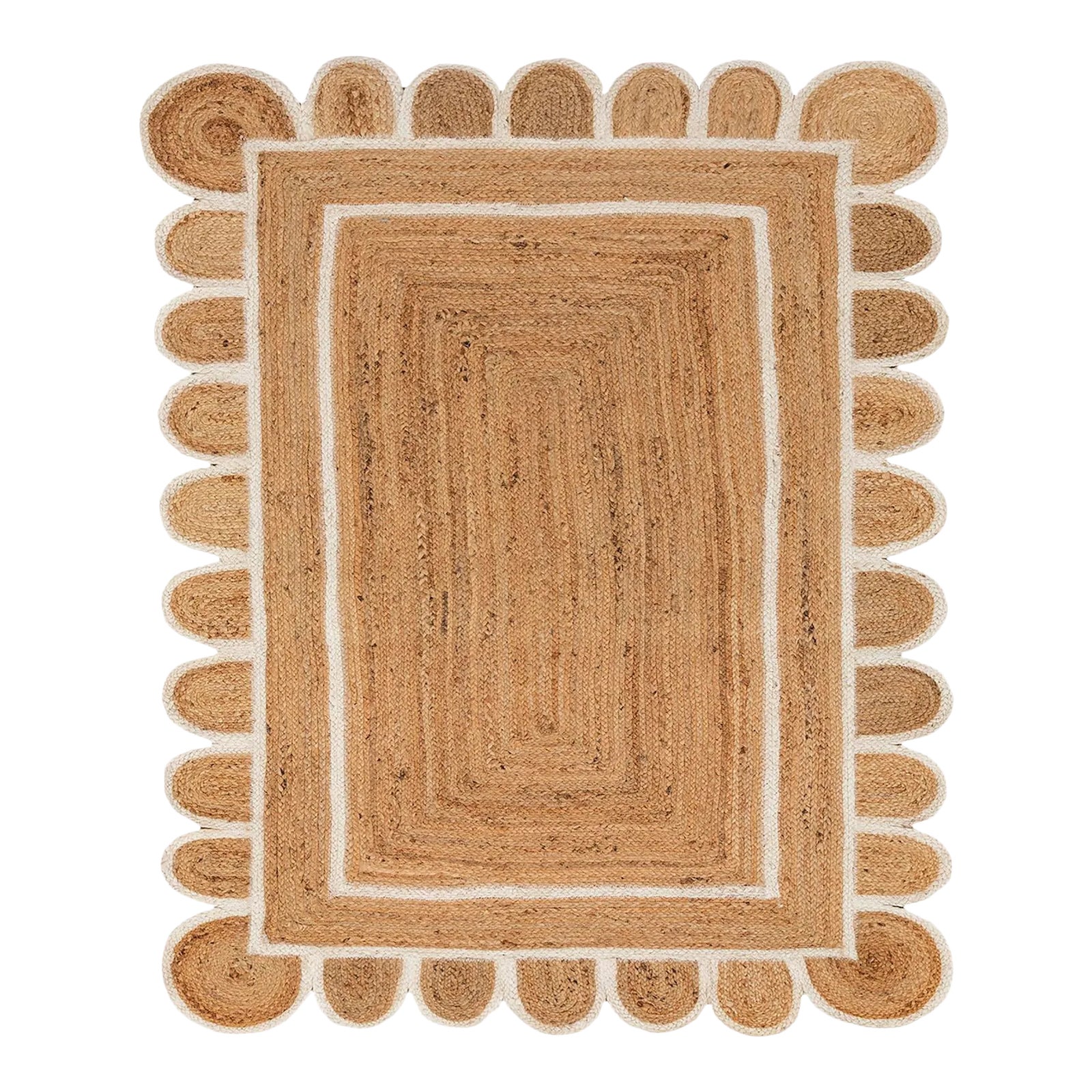 Scallop White Jute Scallop Hand Made Rug | Chairish