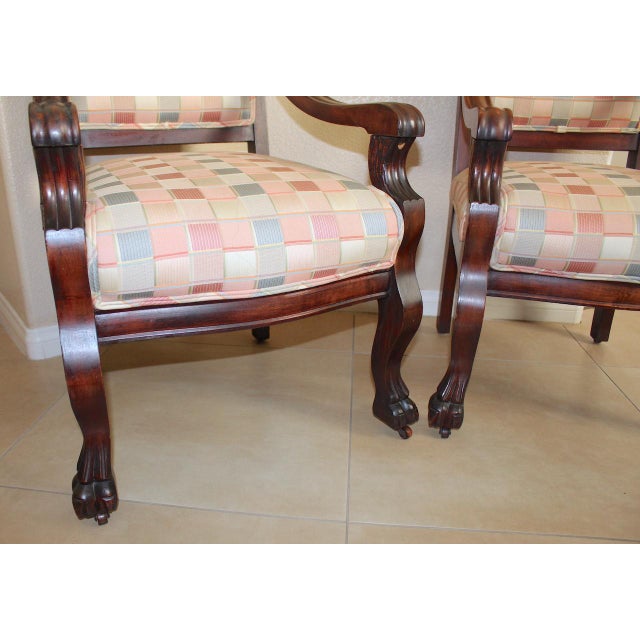 Antique 19th Century Upholstered Throne Chair With Claw Feet & Casters ...