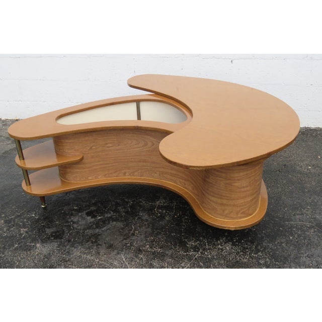 Mid Century Grand Server Boomerang Kidney Shaped Walnut Coffee Table ...