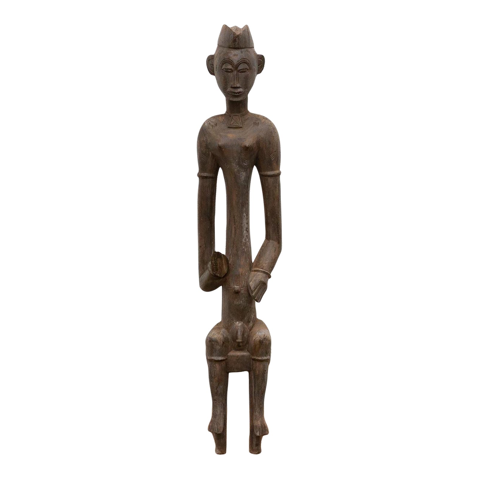 52" Seated Senufo African Guardian Figure | Chairish
