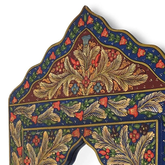 Oriental Hand Painted Wooden Mirror | Chairish