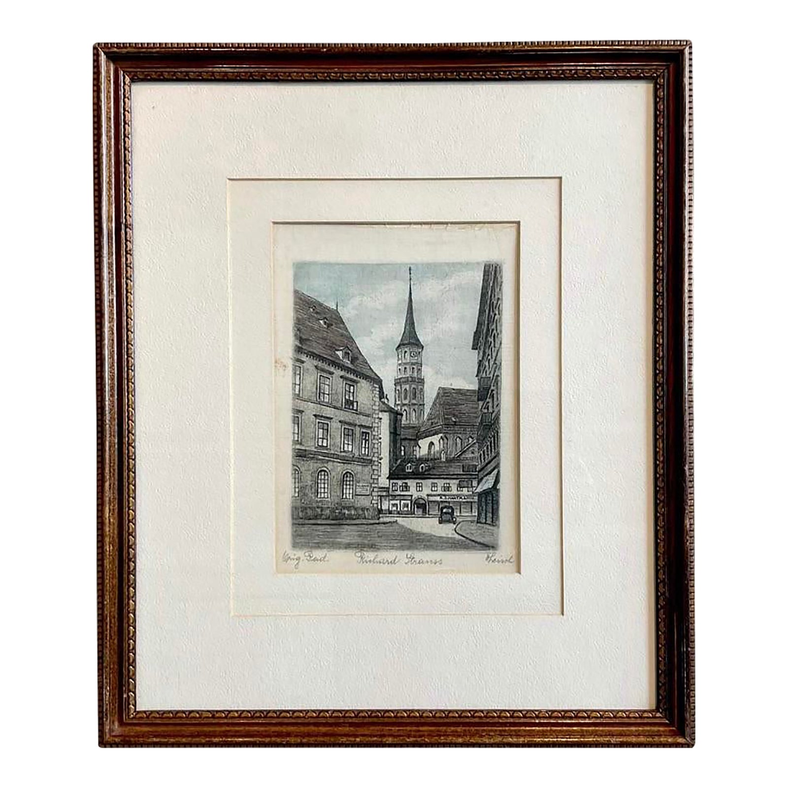 Early 1900s Hans L. Leisch, “Richard Strauss House”, Etching on Silk ...