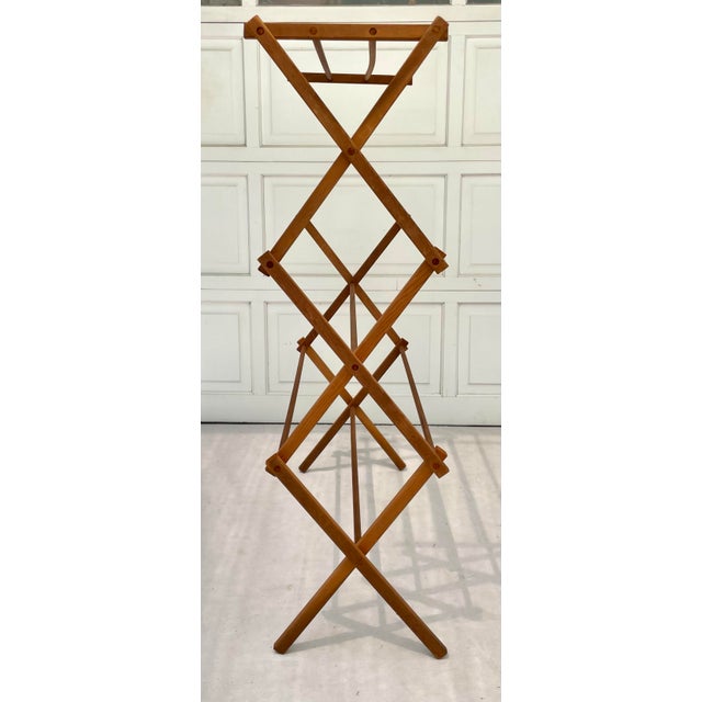 Vintage Tall Wooden Expanding Laundry Drying Rack Quilt Display | Chairish