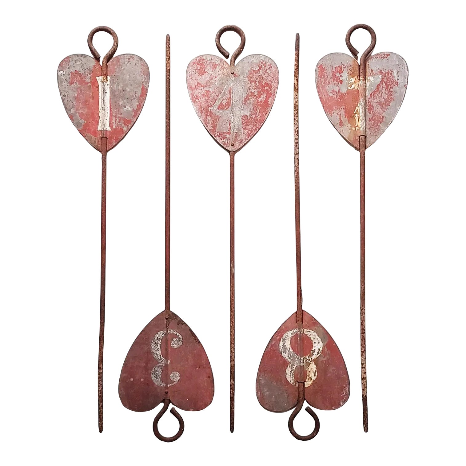 Early 20th Century Iron Heart Shaped Golf Course Hole Markers - Set of ...