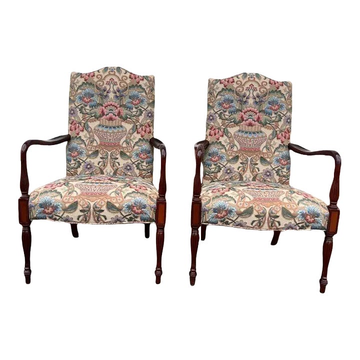 Late 20th Century Pair Sheraton Federal Style Mahogany Armchairs by ...