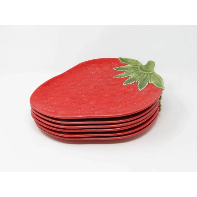 Vintage Hand-Painted Strawberry Shaped Ceramic Dinner Plates - 6 Pieces ...