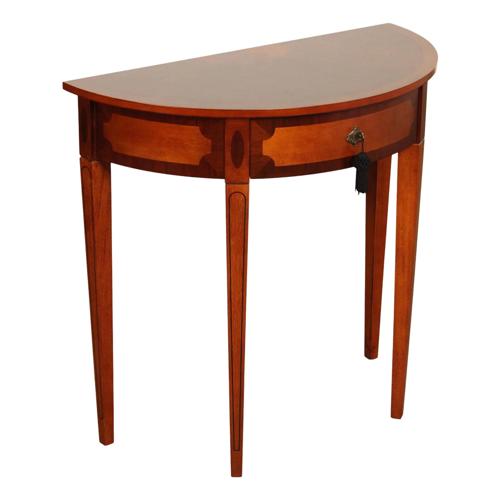 Bombay Company Federal Style Inlaid Mahogany Demilune Console Table ...