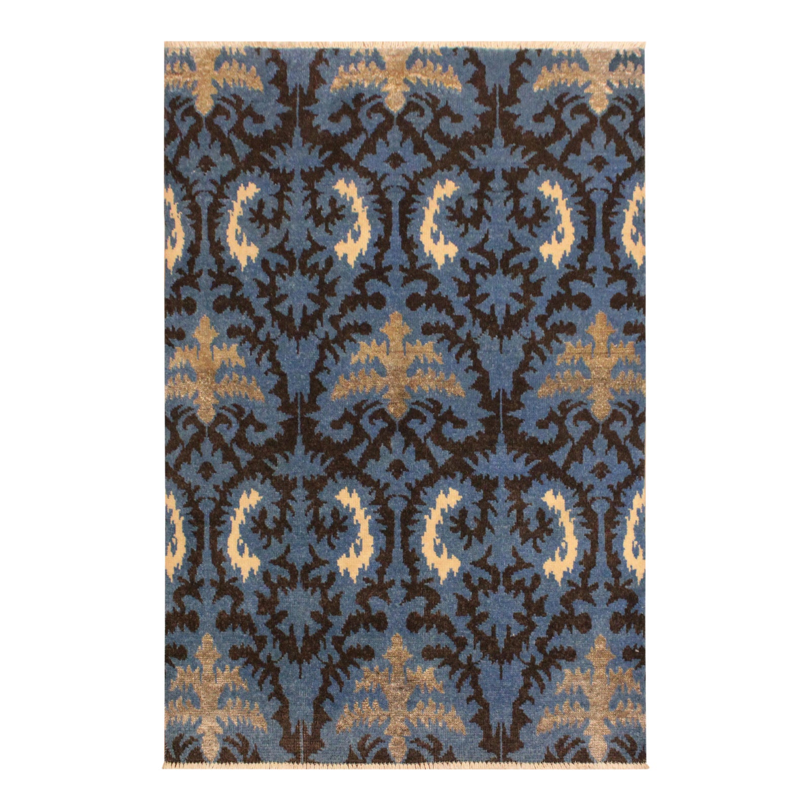 Shabby Chic Modern Lt. Blue/Charcoal Wool & Viscous Rug - 4'1 X 5'8 ...