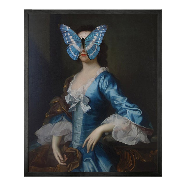 Medium Portrait of Blue and White Butterfly on Lady from Mineheart ...