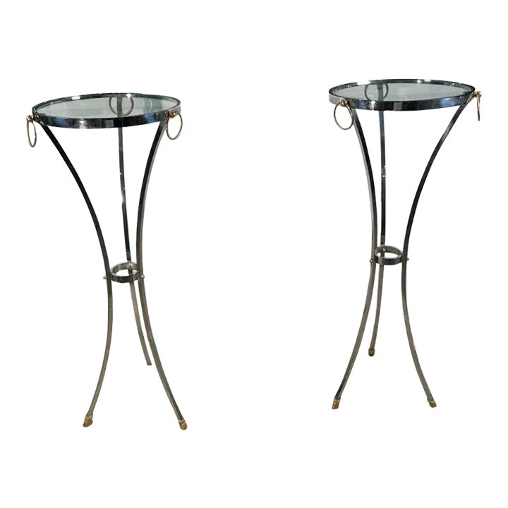 Mid-Century Chrome and Brass Stands With Hoofed Feet | Chairish