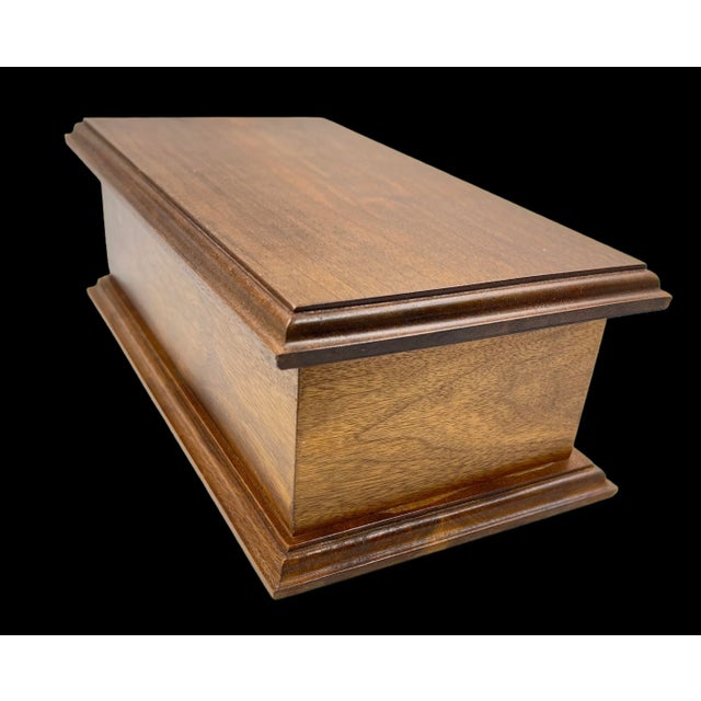 Mid Century Hardwood Jewelry Tabletop Box Brass Hardware Hinged Lid ...