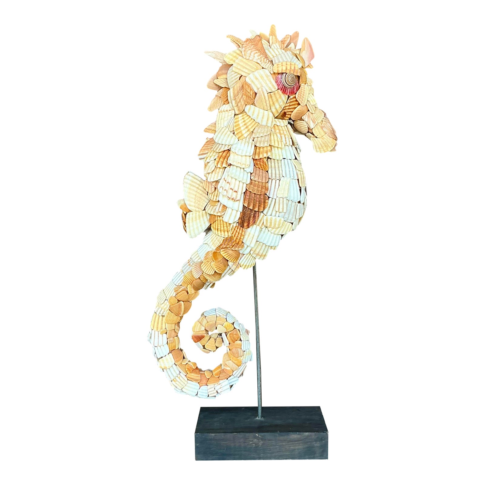 Vintage Coastal Shell Encrusted Sea Horse | Chairish