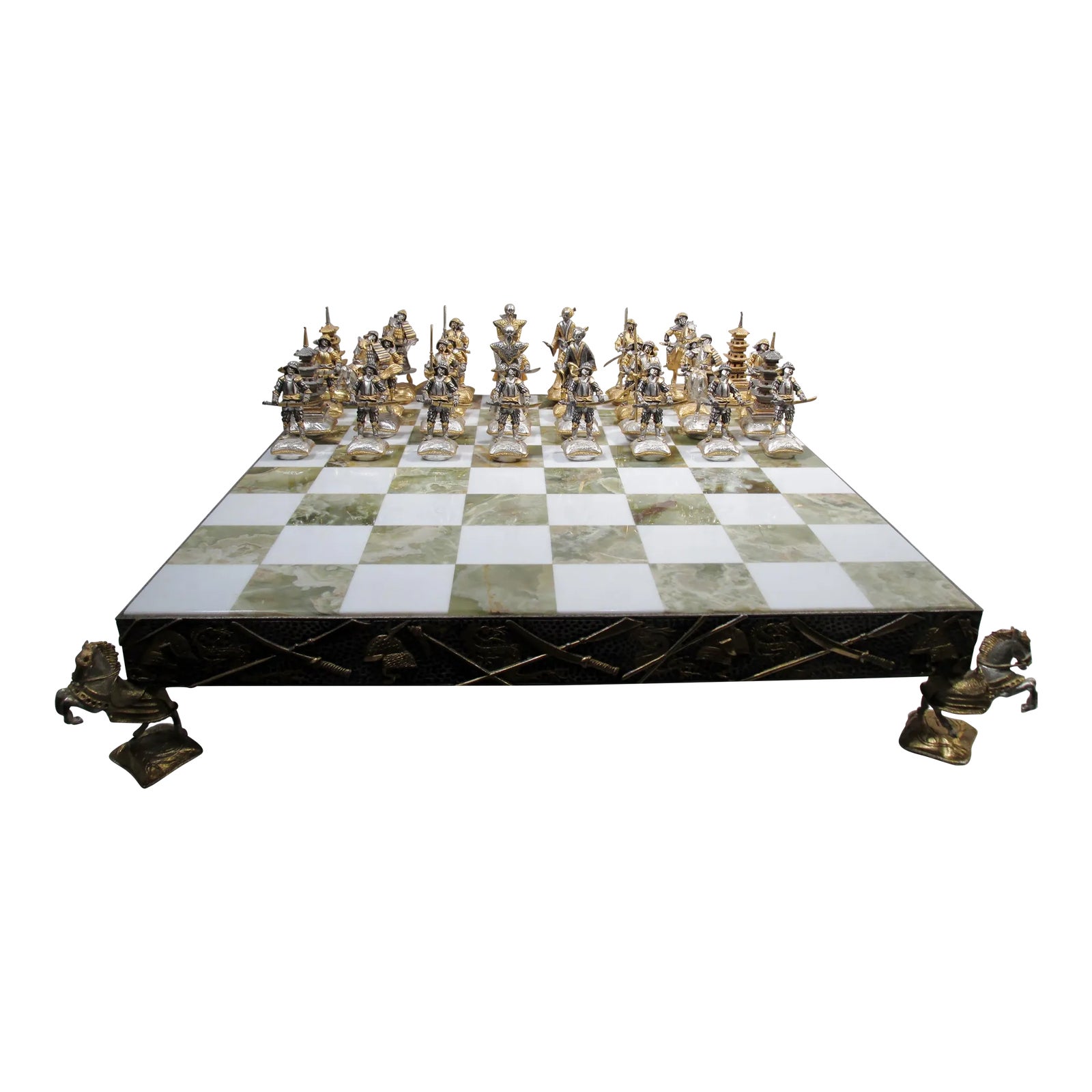 Late 20th Century Piero Benzoni Samurai Chess Set Battle of Nagashino ...