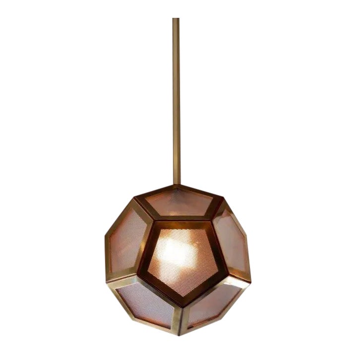 Contemporary Design Frères Geometric Brass Tan Leather & Glass ...