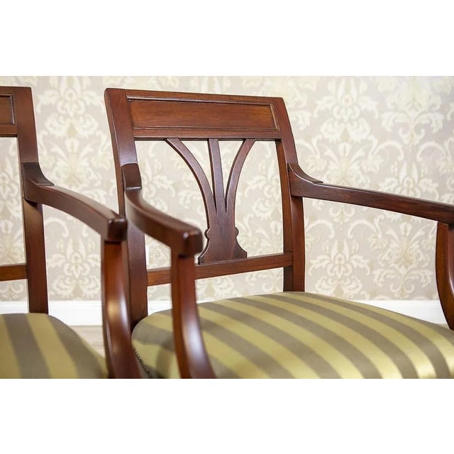 Pair of Armchairs Circa 1980s/1990s Classicizing Forms in Striped ...