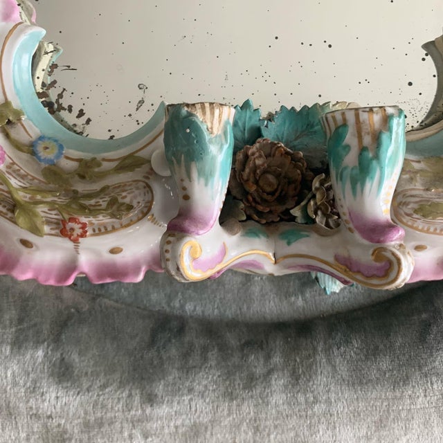 Late 19th Century Rococo Girandole Meissen Mirror in Enameled Porcelain ...