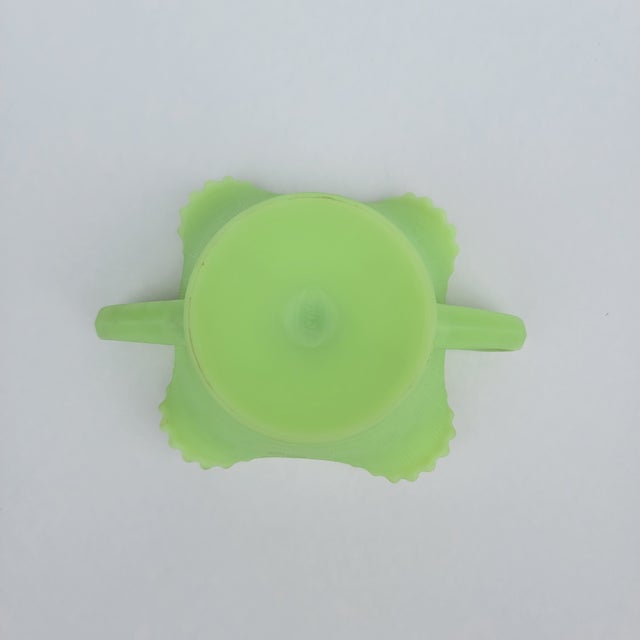 Mid 20th Century Fenton Lime Green Satin Candy Dish | Chairish