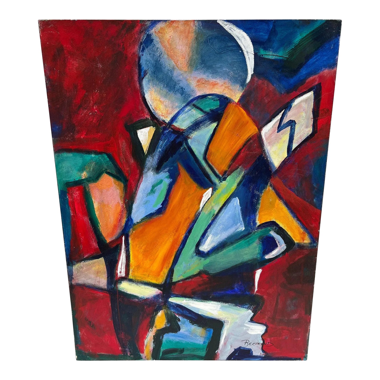 Large Colorful Mid Century Abstract by Carol Bertrand | Chairish