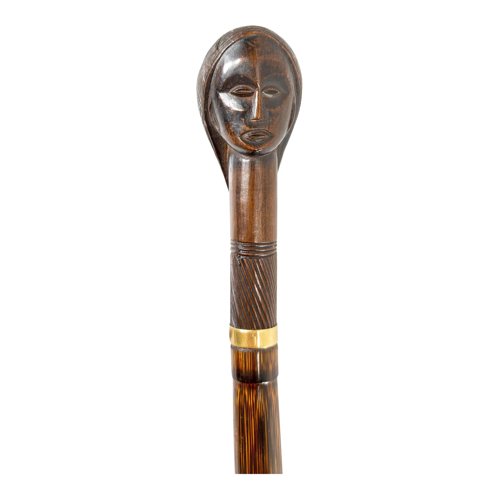 Early 20th Century African or Folk Art Carved Cane Walking Stick ...
