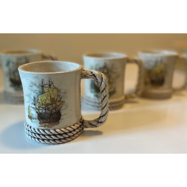 Seaside Chic Handmade Nautical Coffee Mugs With Rope Trim, Set of 4 ...