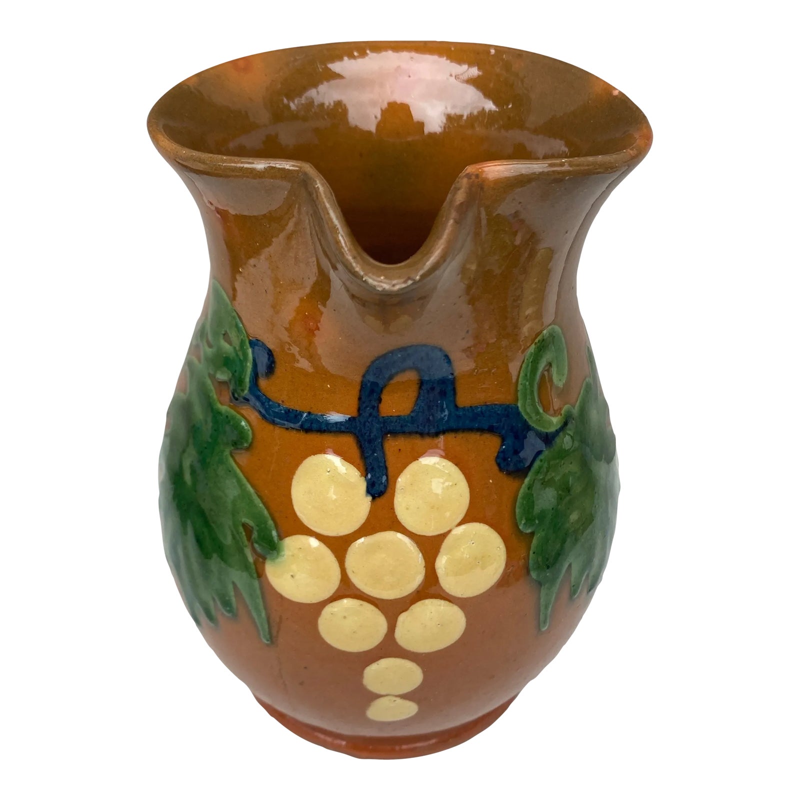 French Pottery Pitcher Savoie With Grapes , Circa 1890 | Chairish
