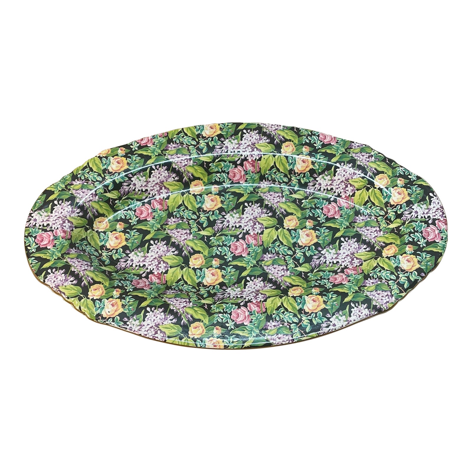 Vintage Black Beauty Lord Nelson Ware Floral Oval Platter Plate | Chairish