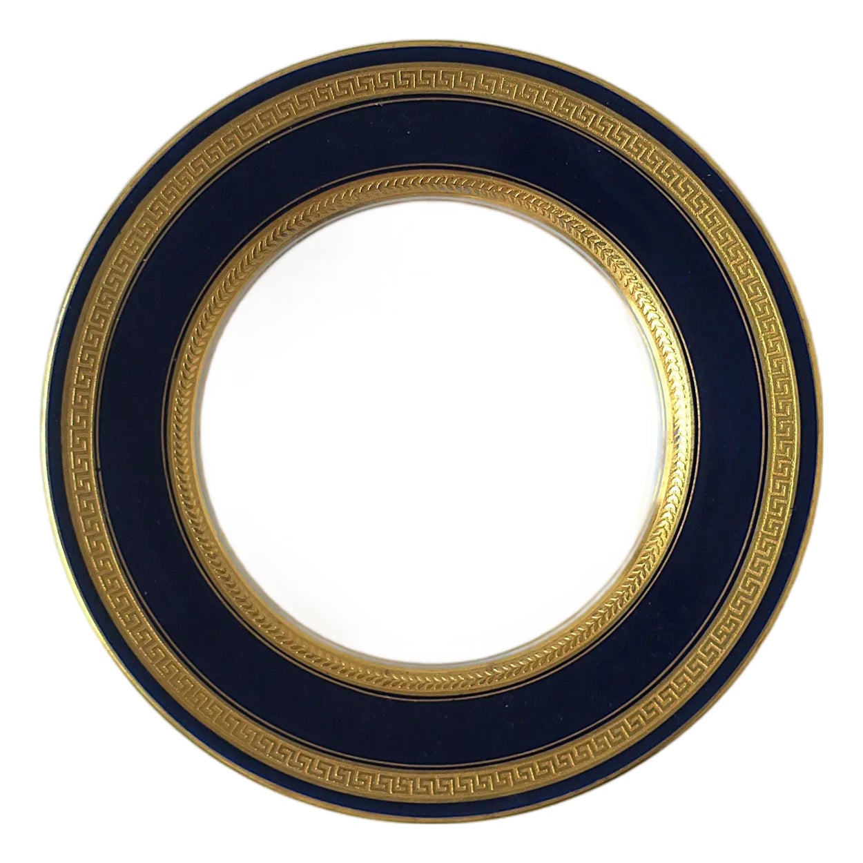 German Porcelain Appetizer Plates Blue Gold Greek Key, Pair, Early 20th ...