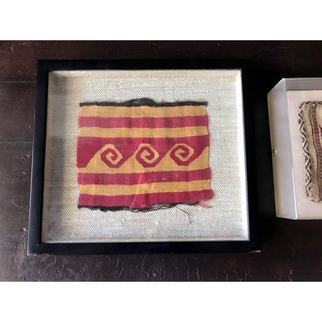 Two Framed Pre-Columbian Textile Fragments Nazca Culture - Pair | Chairish