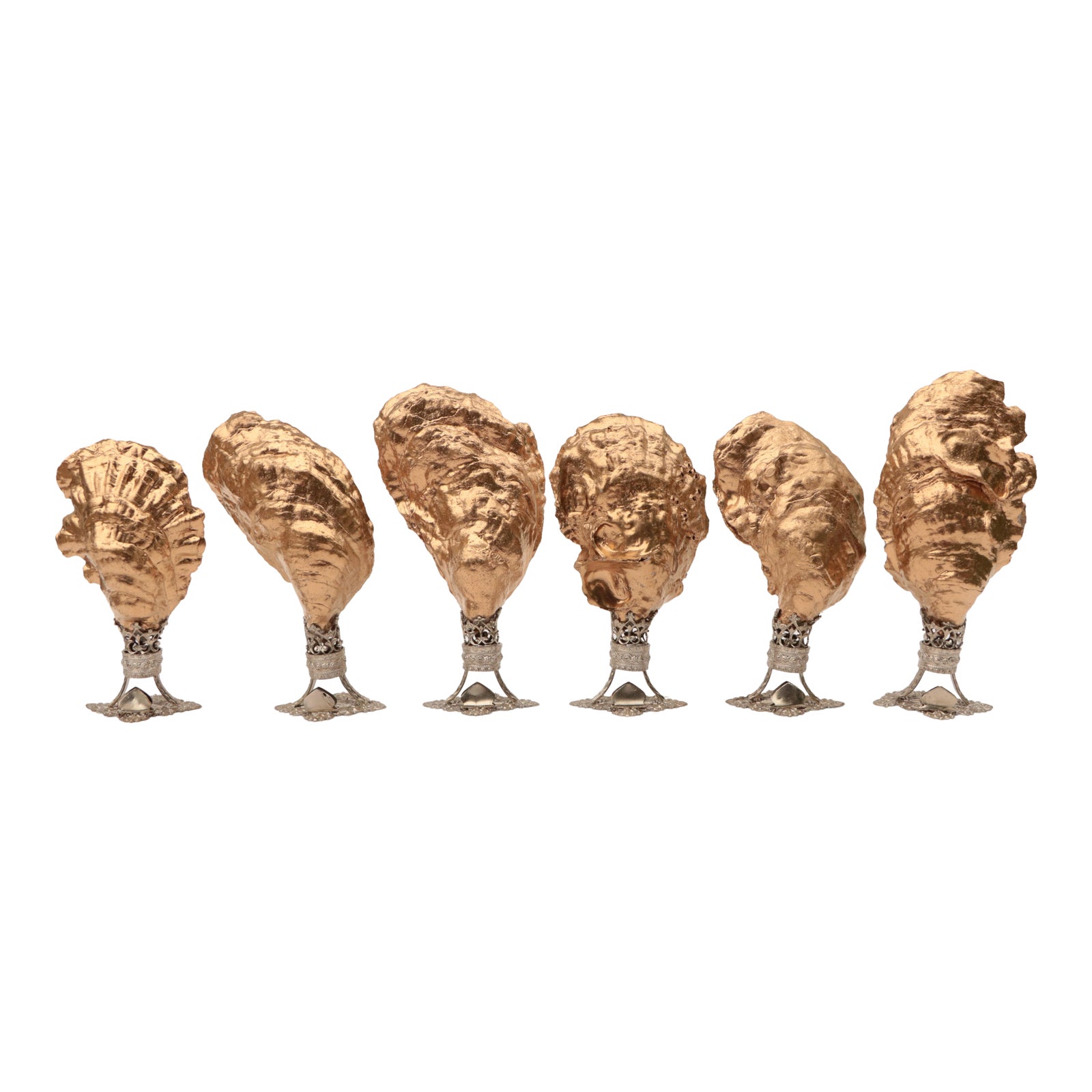 Golden Oyster Shell Place Card Holders, Set of 6 | Chairish