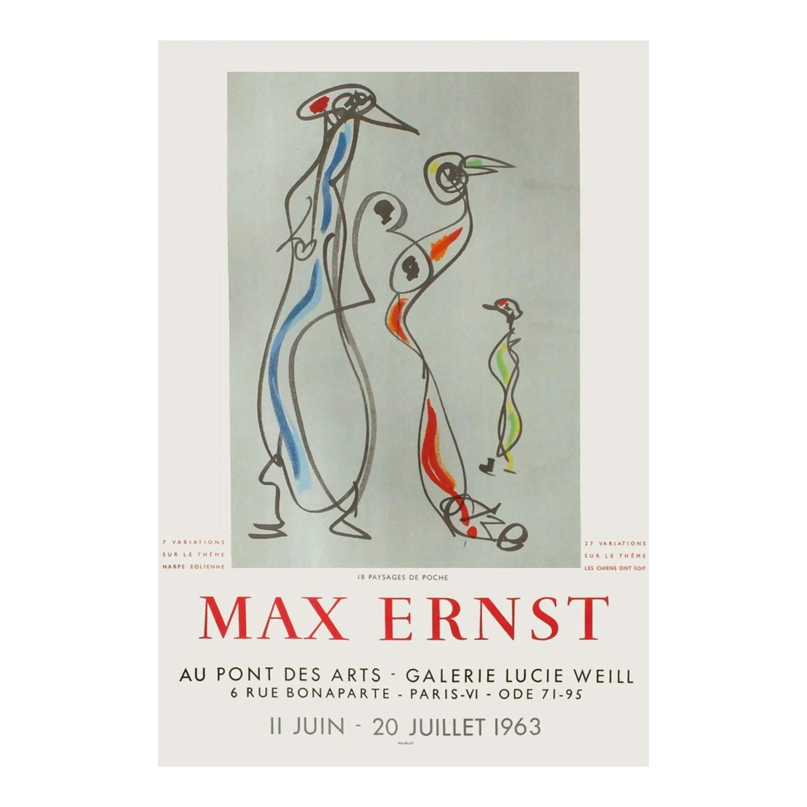 1963 Max Ernst Lucie Weill Gallery Exhibition Lithograph Poster | Chairish