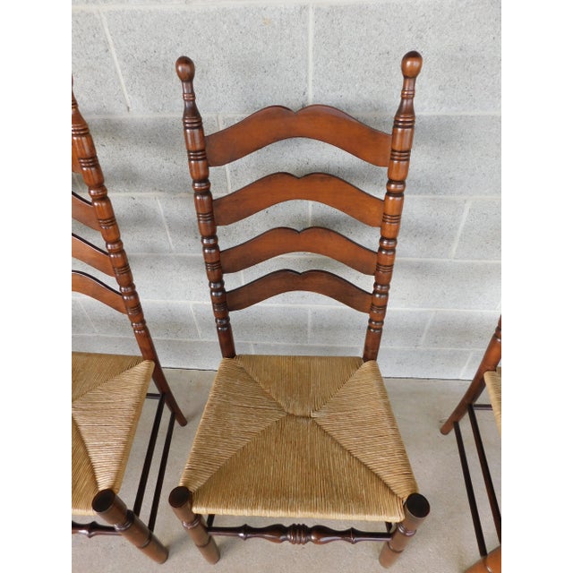 Custom Maple Ladder Back Rush Bottom Dining Chairs - Set of 6 | Chairish