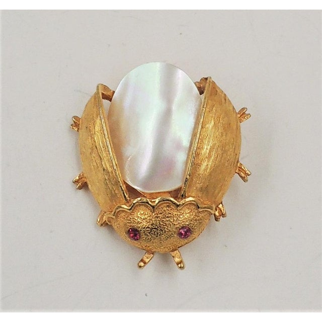 Vintage 1970s Napier Mother-of-Pearl Bug Brooch | Chairish