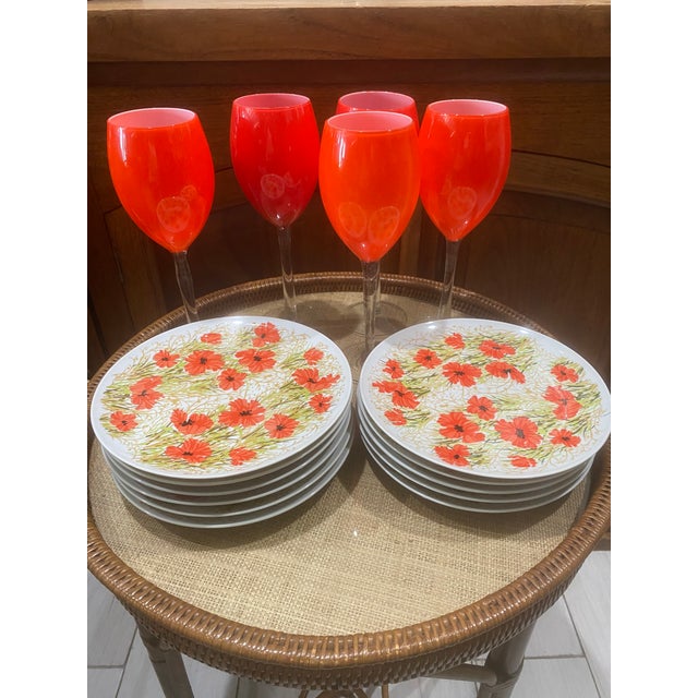 Neiman Marcus Poppy Flowers Lunch Plates Designed by Fitz & Floyd- Set ...