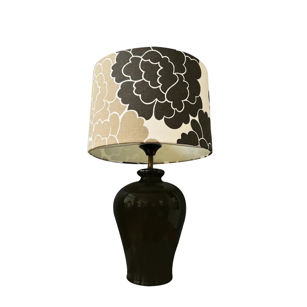 Small Space Age Table Lamp with Porcelain Base and Black and White ...