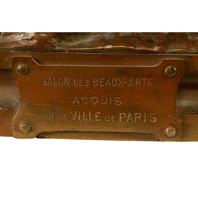 Monumental French Figurative Bronze Statue 'Au Loup' Shepherd Dog Sheep ...