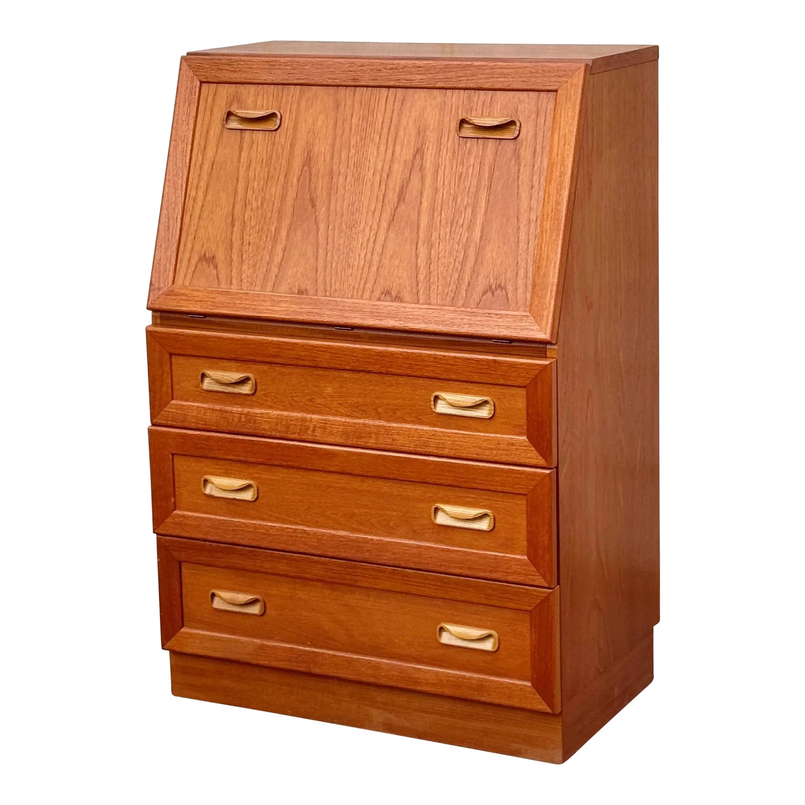 1970s Vintage Mid-Century Teak Writing Bureau Secretaire With Fitted ...