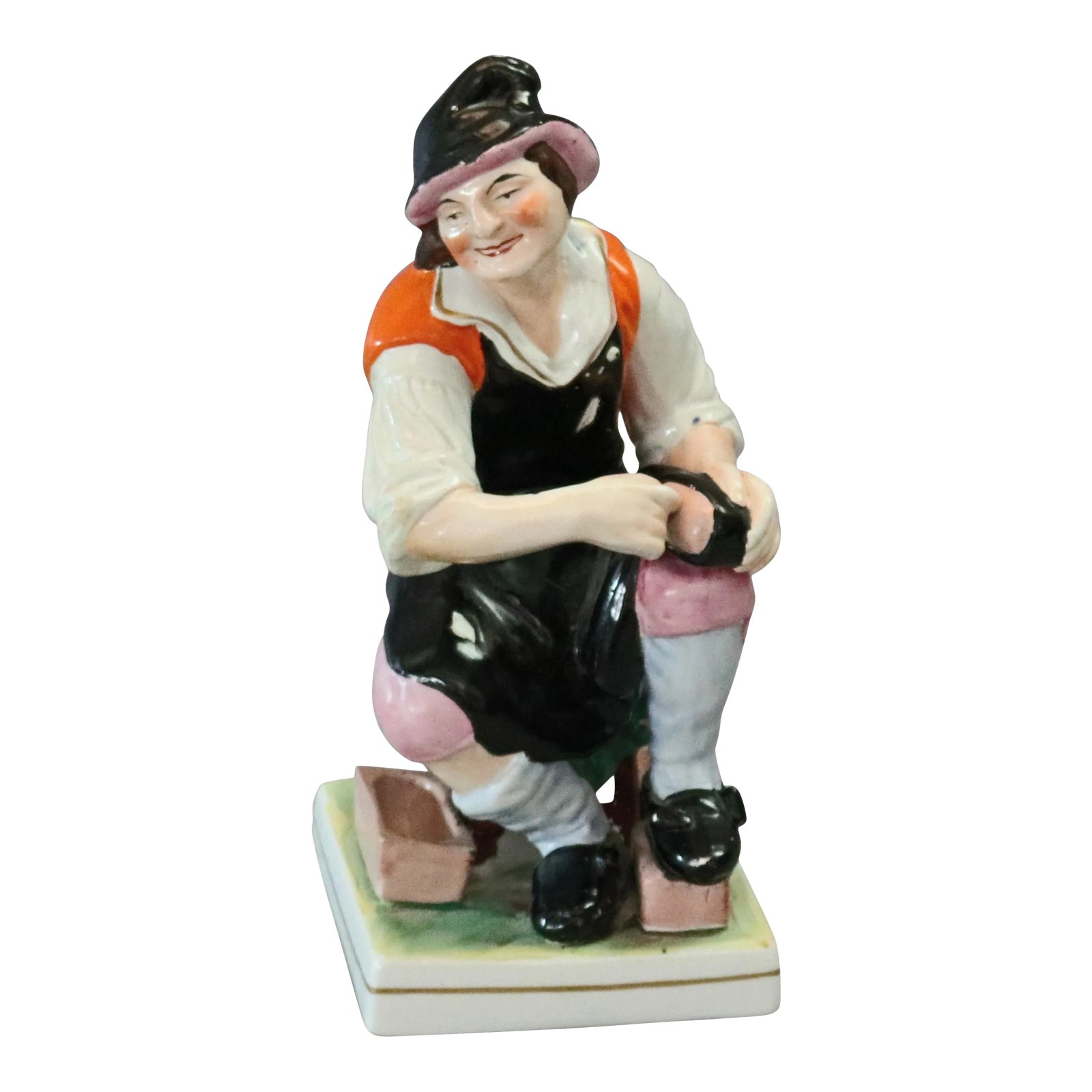 Antique English Staffordshire Hand Painted Figural Porcelain Cobbler ...
