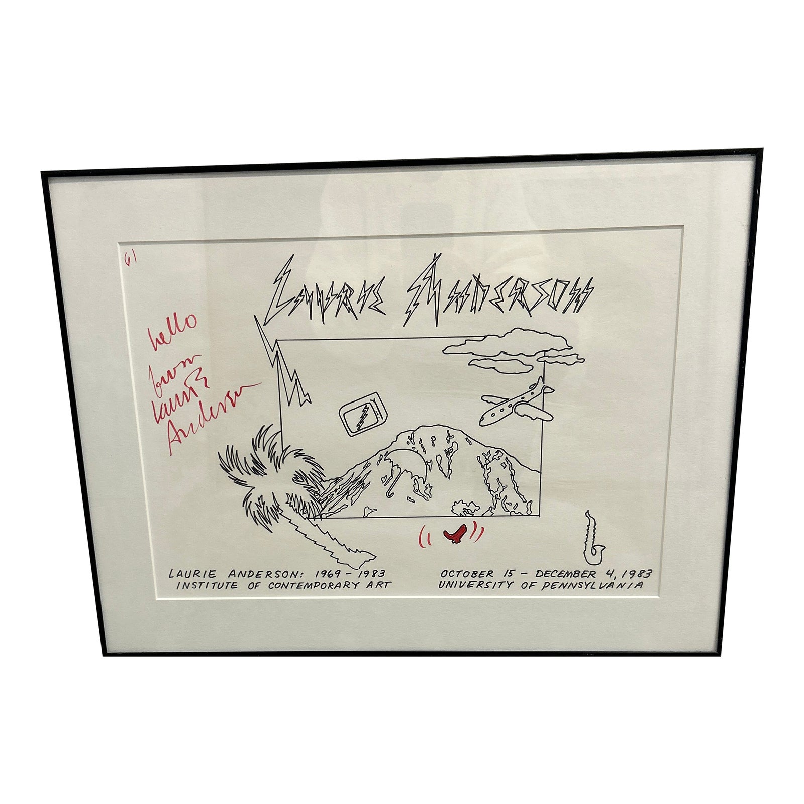1980s Laurie Anderson Signed Limited Edition Print, Framed | Chairish