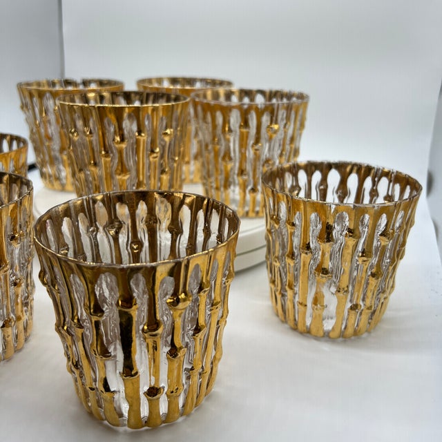 Set of 8 1960s Mid-Century Imperial Bamboo Rocks Glasses With 22k Gold ...