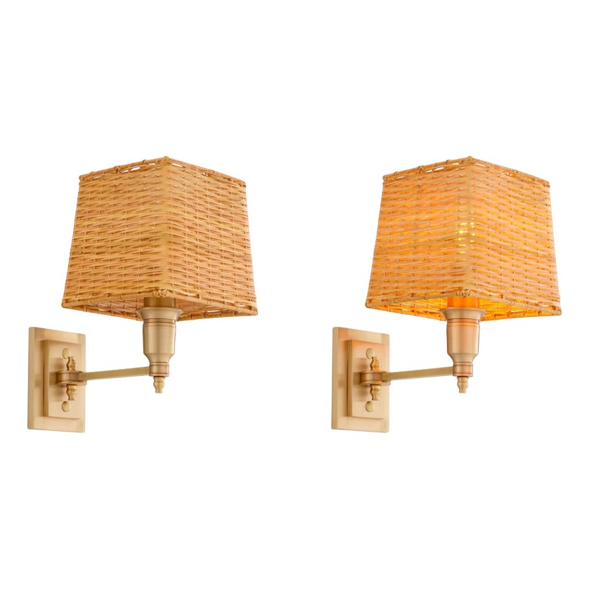 Wall Lamps in Brass Finish, Set of 2 | Chairish