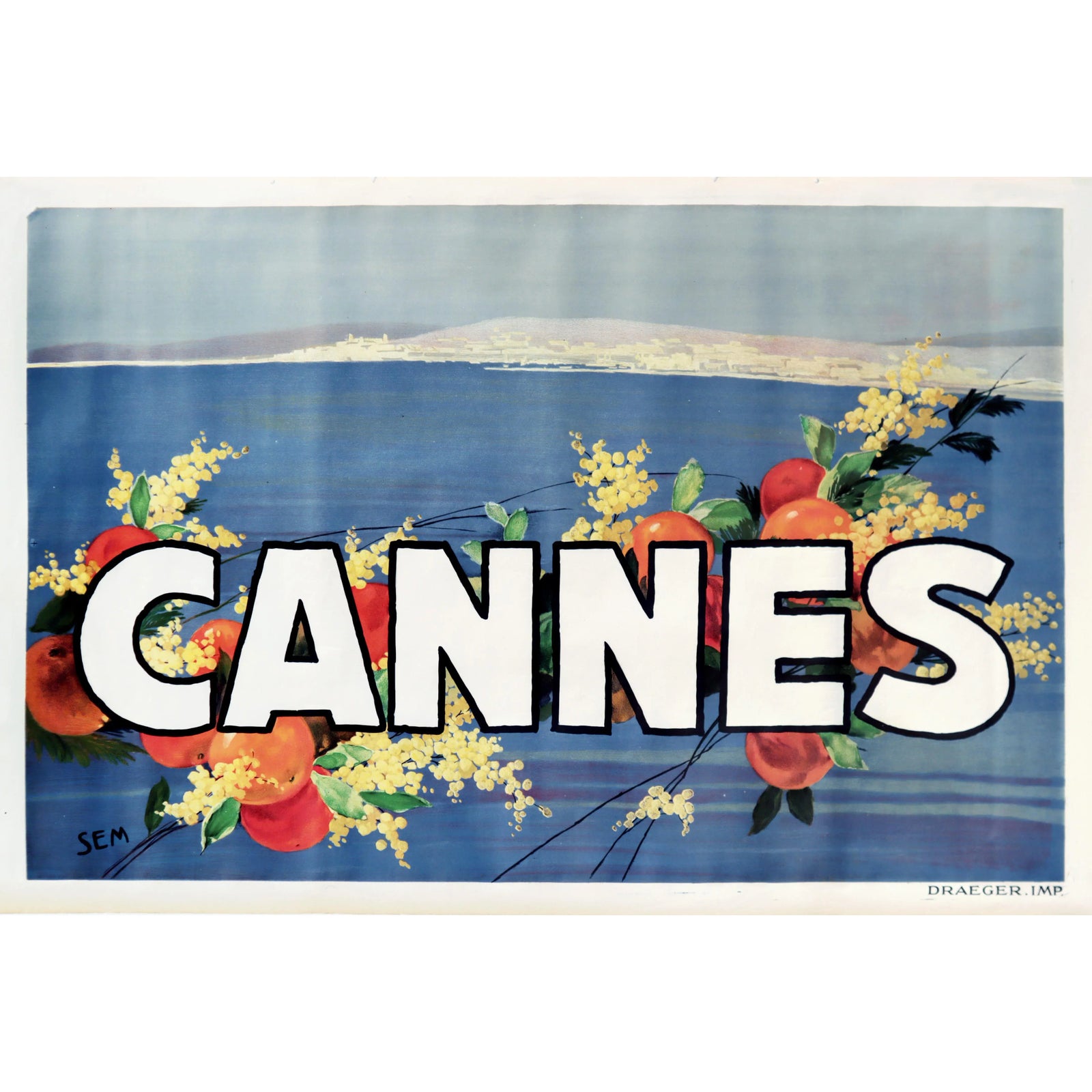 1930s Original French Travel Poster, Cannes - Sem - Linen-Backed | Chairish