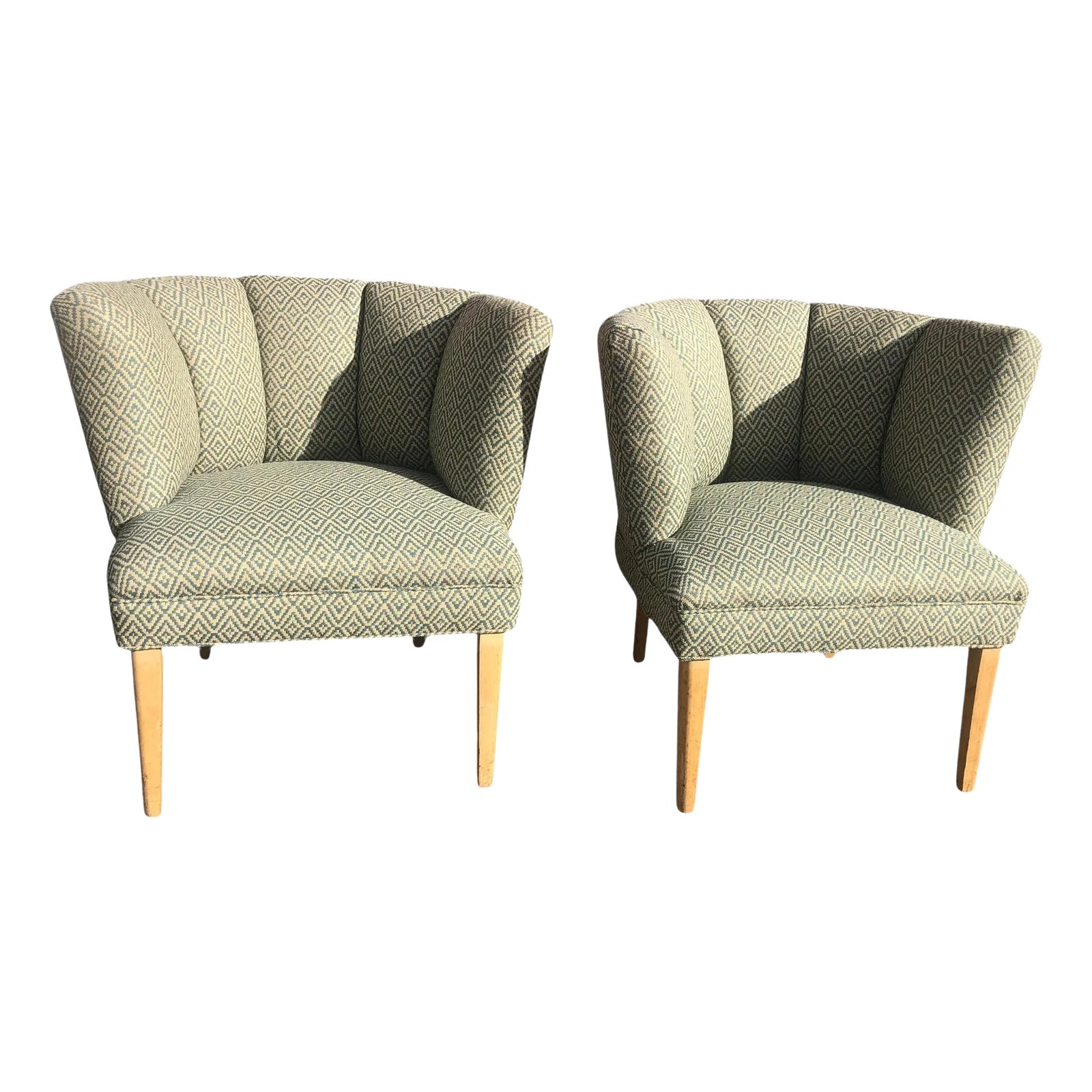 Pair of Mid Century Channel Back Lounge Chairs | Chairish