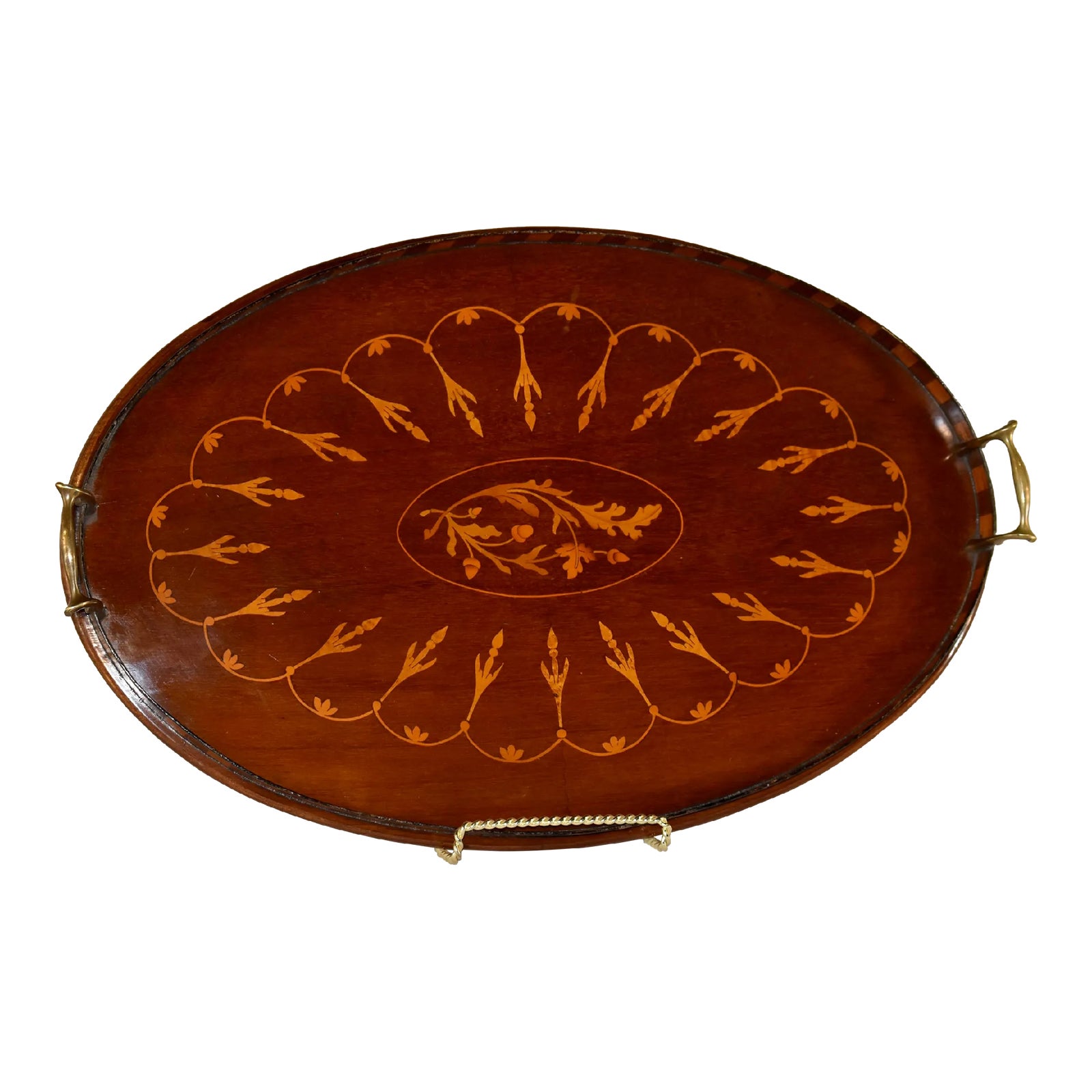 19th Century Mahogany Inlaid Tray | Chairish