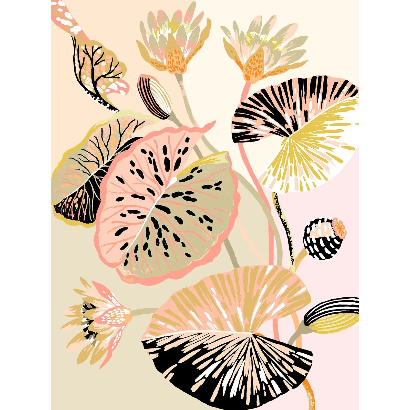 Colour Block Lotus Giclee Print by Sarah Gordon | Chairish