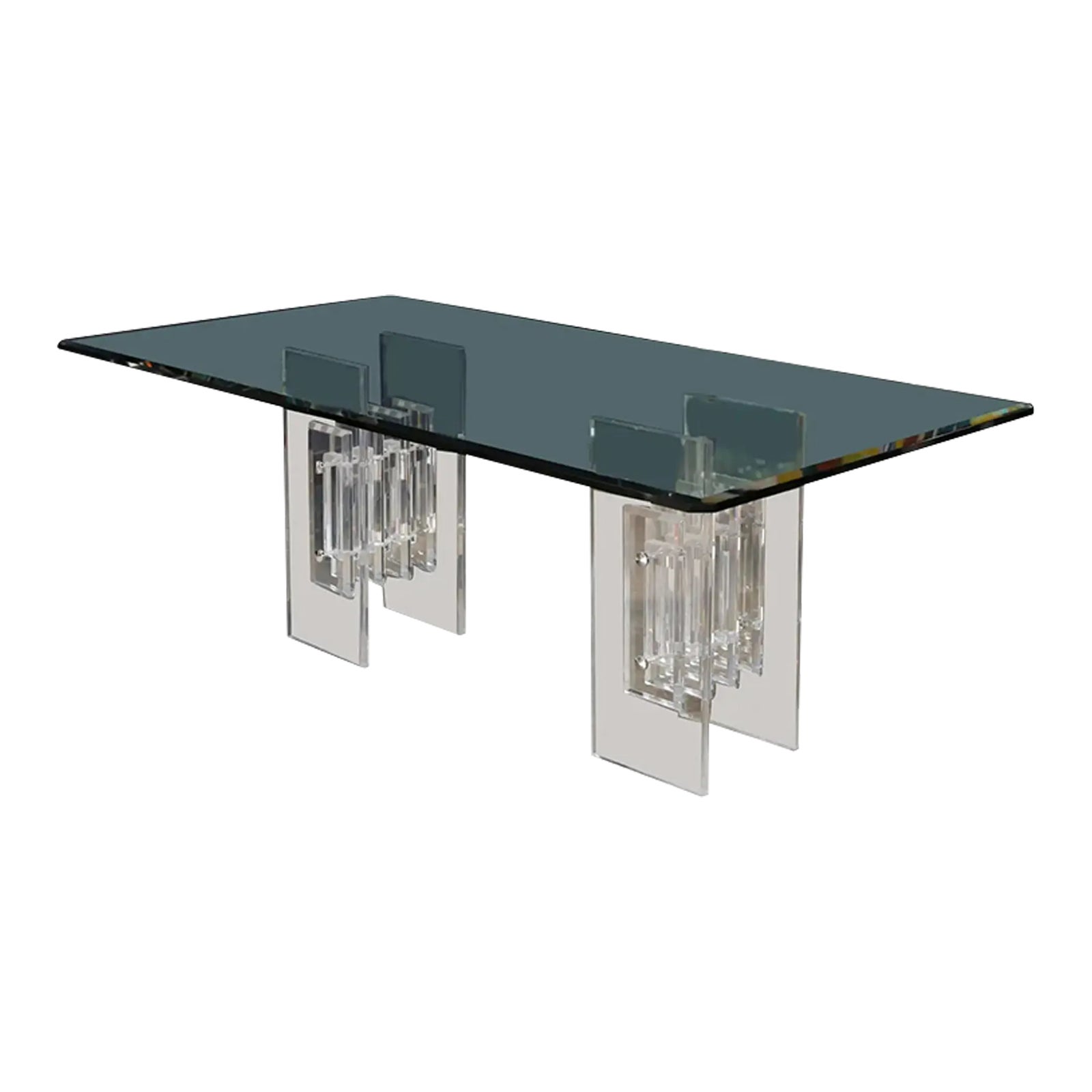 Radiator Table With Lucite Accordion Table Bases | Chairish